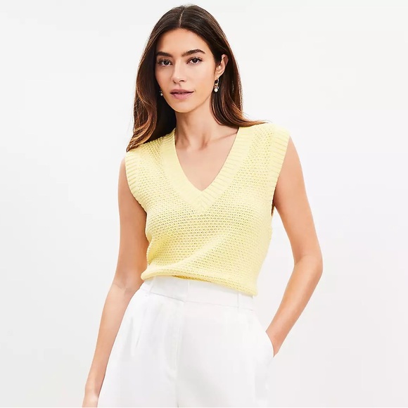 LOFT | Sweaters | Loft Lemon Knit Vneck Sweater Vest | Poshmark